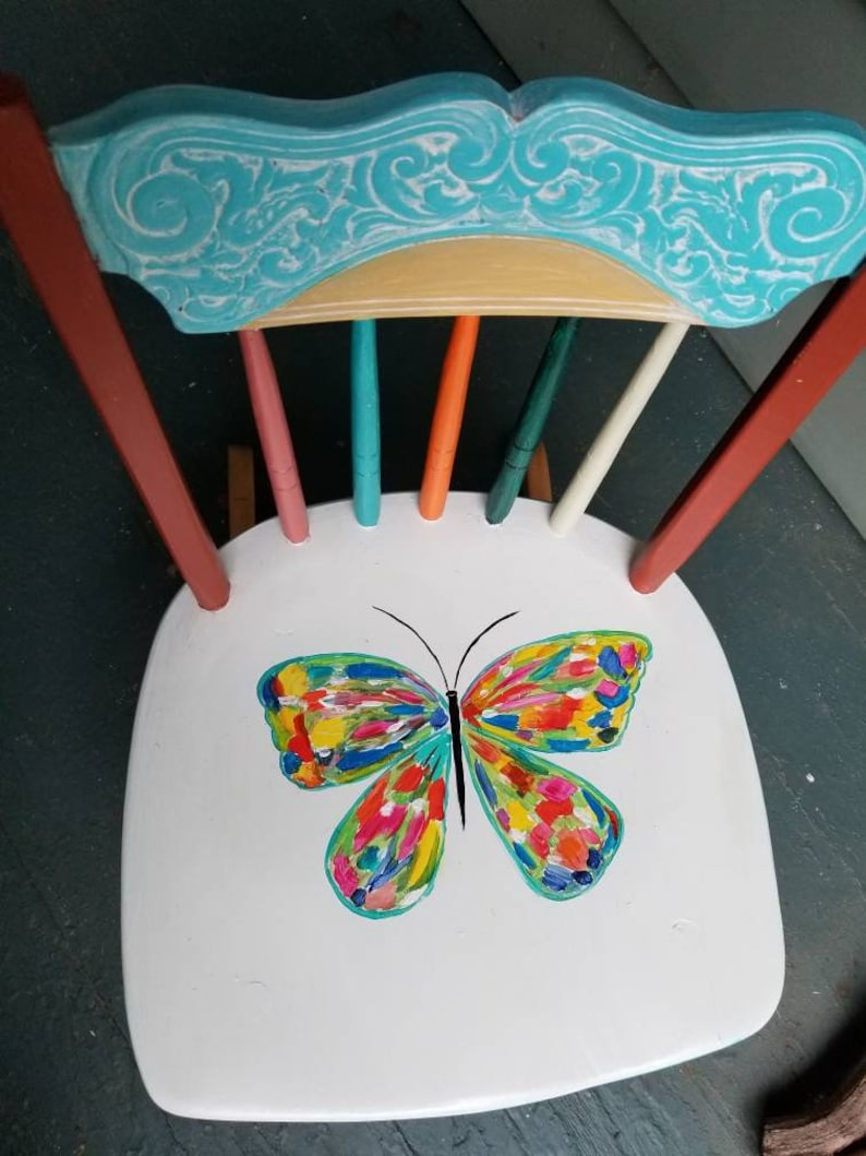 Painted child rocker handpainted child rocking chair | Etsy