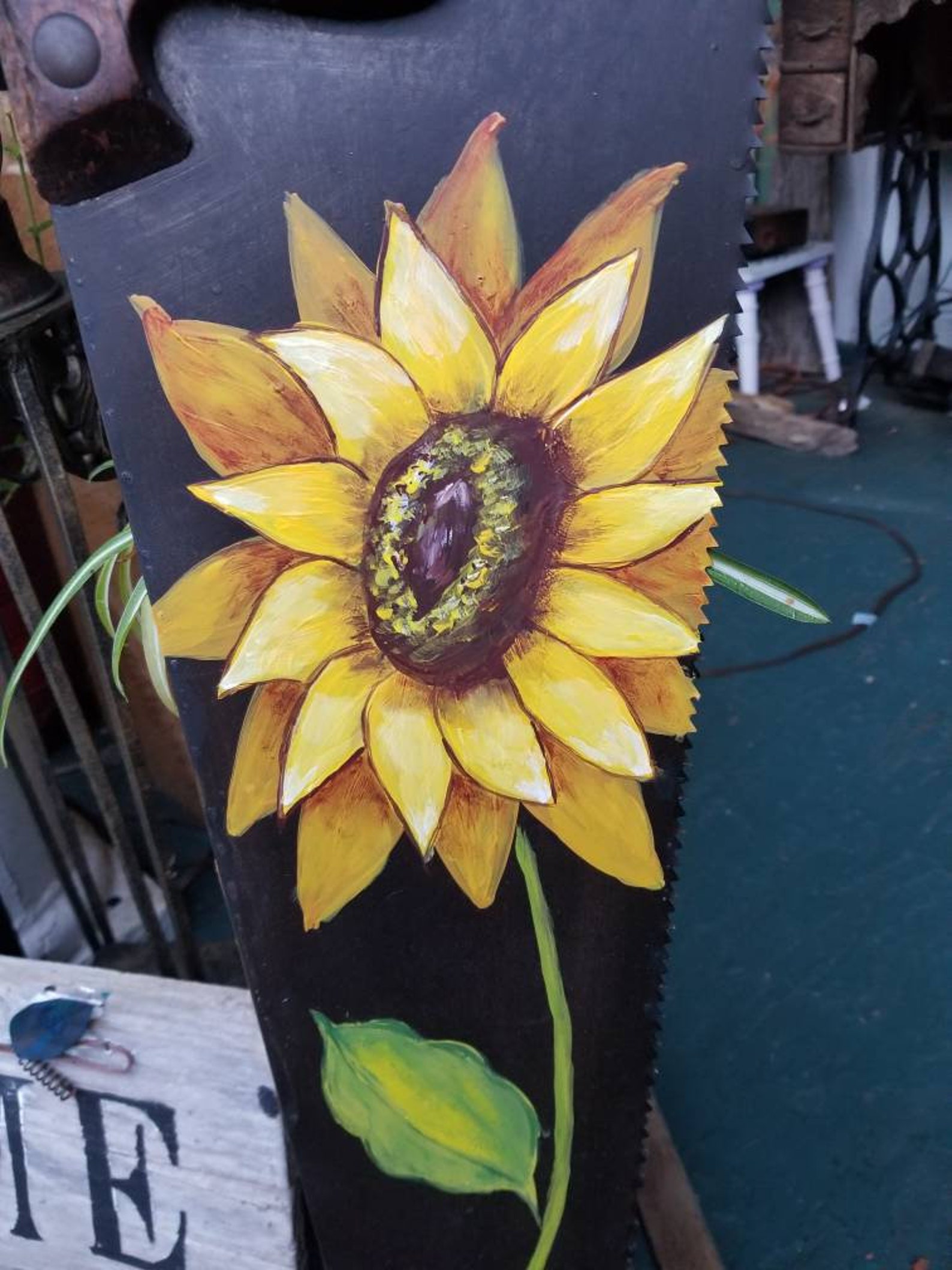 Sunflower Painted Saw, Handpainted Floral Saw, Sunflower Painted Saw ...