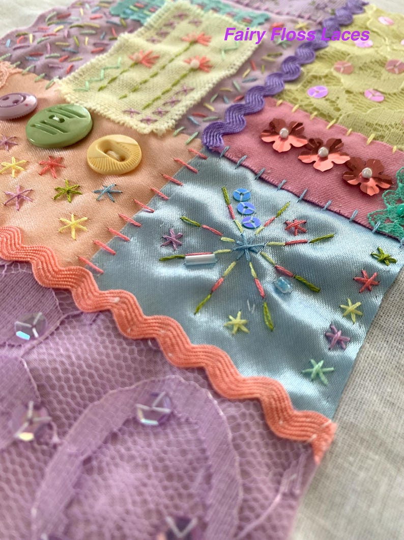 Slow Stitch Kit With Instructions & Patterns Raw Edge Textile Art Quilt ...