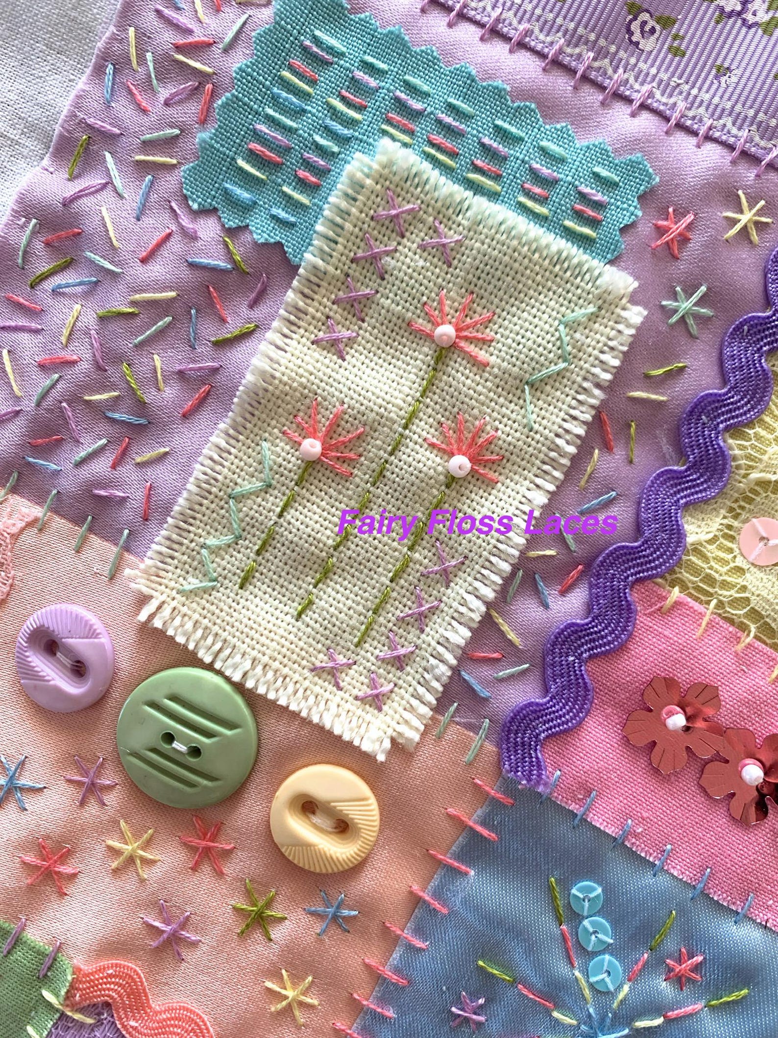 Slow Stitch Kit With Instructions & Patterns Raw Edge Textile Art Quilt ...