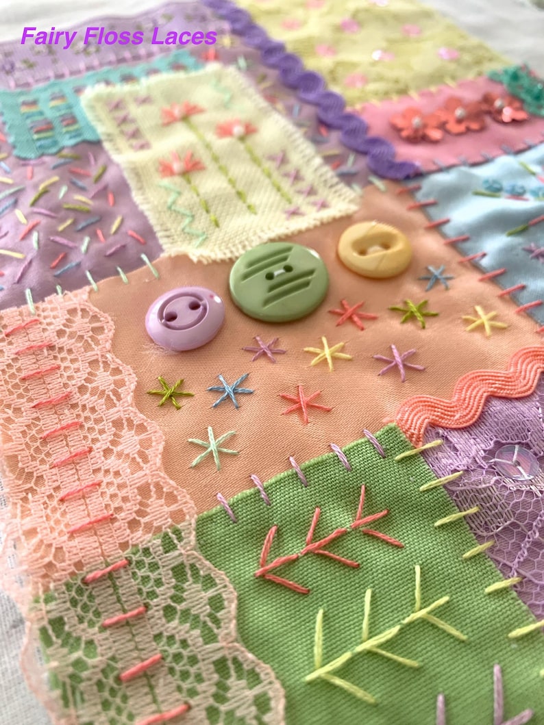 Slow Stitch Kit With Instructions & Patterns Raw Edge Textile Art Quilt ...
