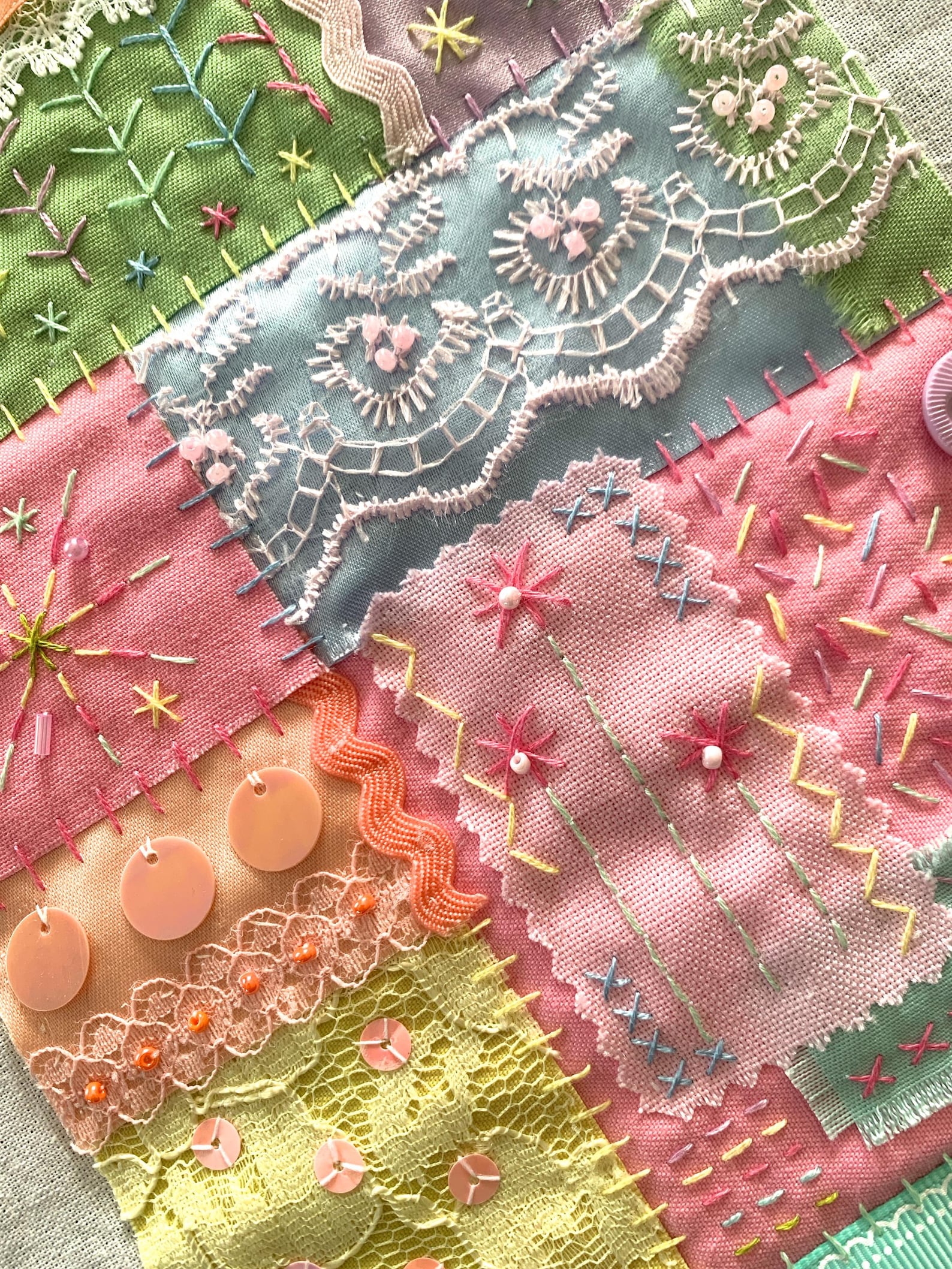 Slow Stitch Kit With Instructions & Patterns Raw Edge Applique Textile ...