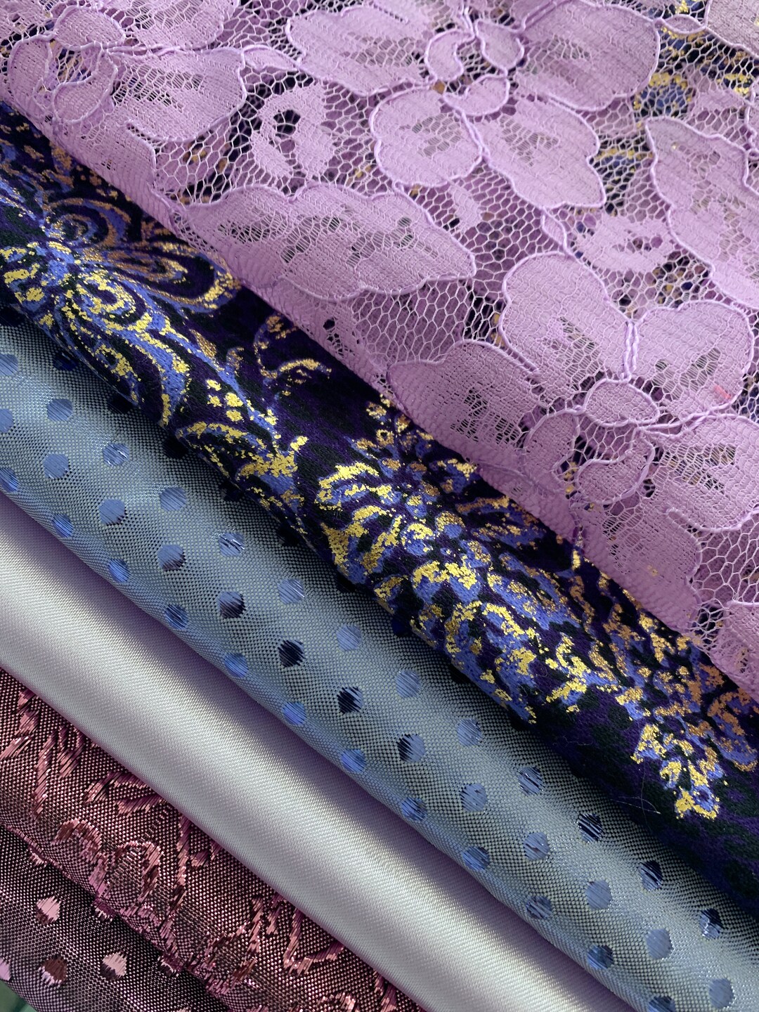 Purple Fabric Kit Pack Textures Bundle Slow Stitching Fabric Junk ...