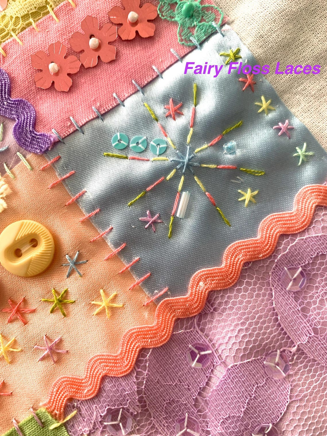Slow Stitch Kit With Instructions & Patterns Raw Edge Textile Art Quilt ...