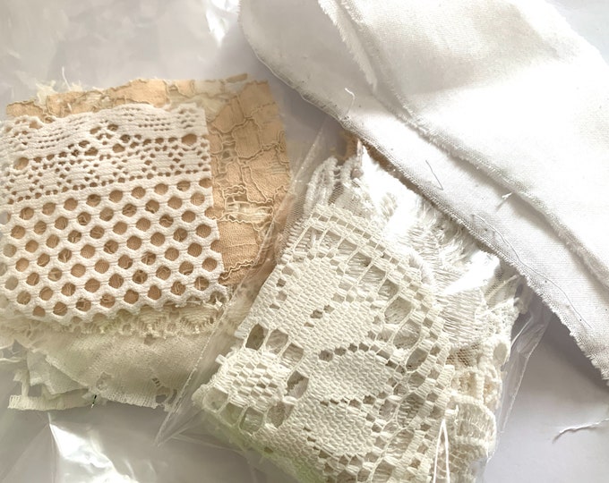 6 Fabric Snippets Clusters Tags Shabby Chic Mindful Slow Stitching ...