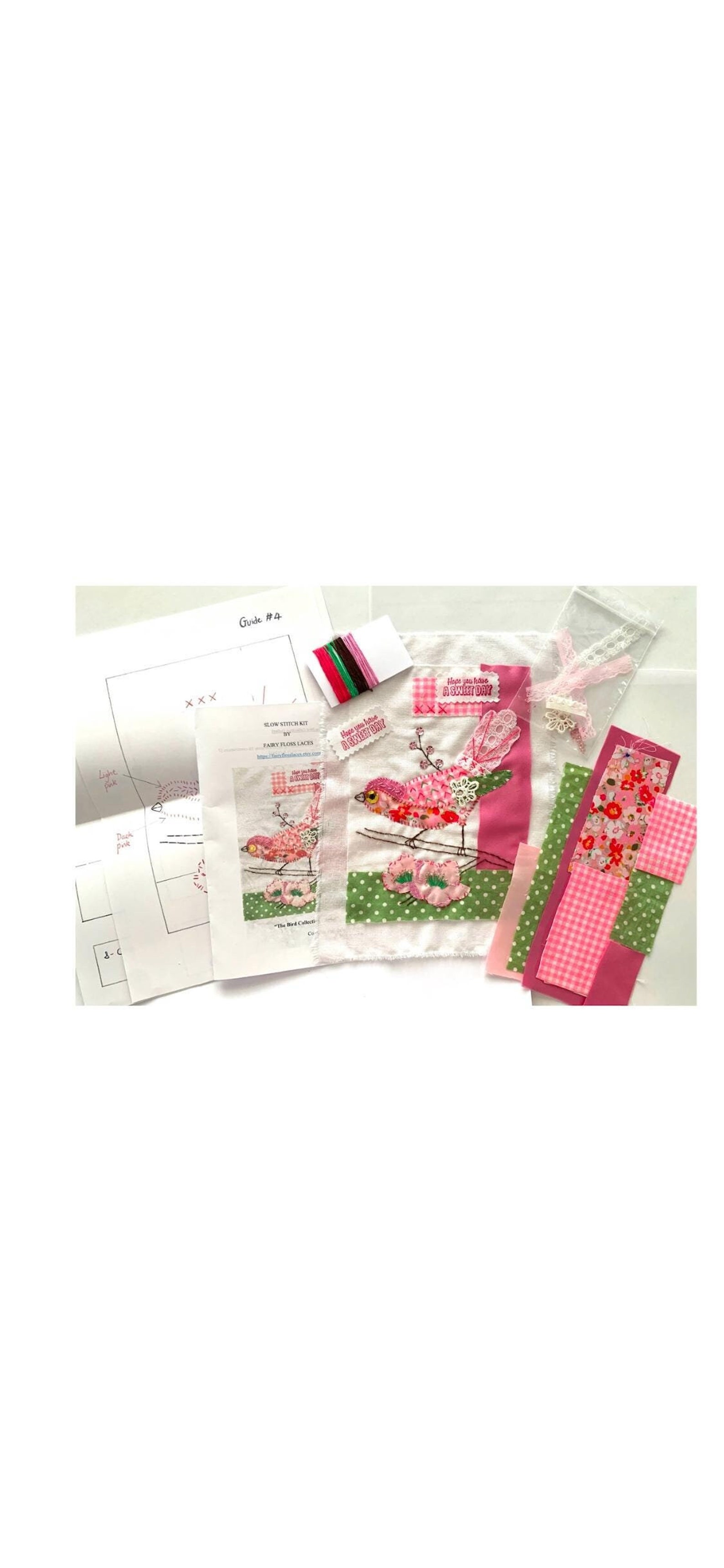 Slow Stitch Kit Hand Embroidery Raw Edge Applique Textile Art Quilt ...
