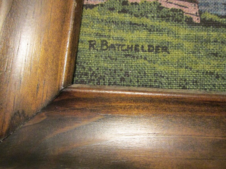 Signed R Batchelder Linen Fabric Framed Art Nautical Scene | Etsy