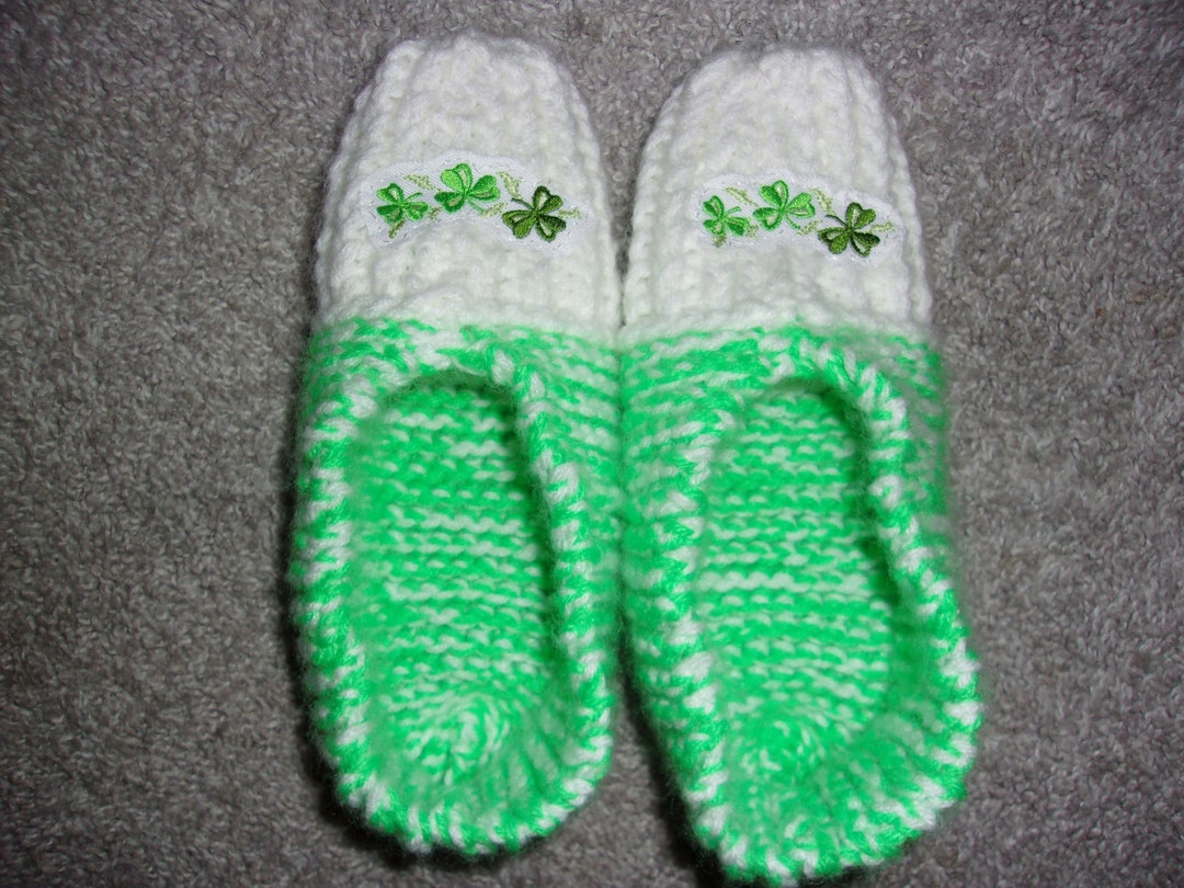 St. Patrick's Day Hand Knitted Women's Slippers-size 9 - Etsy