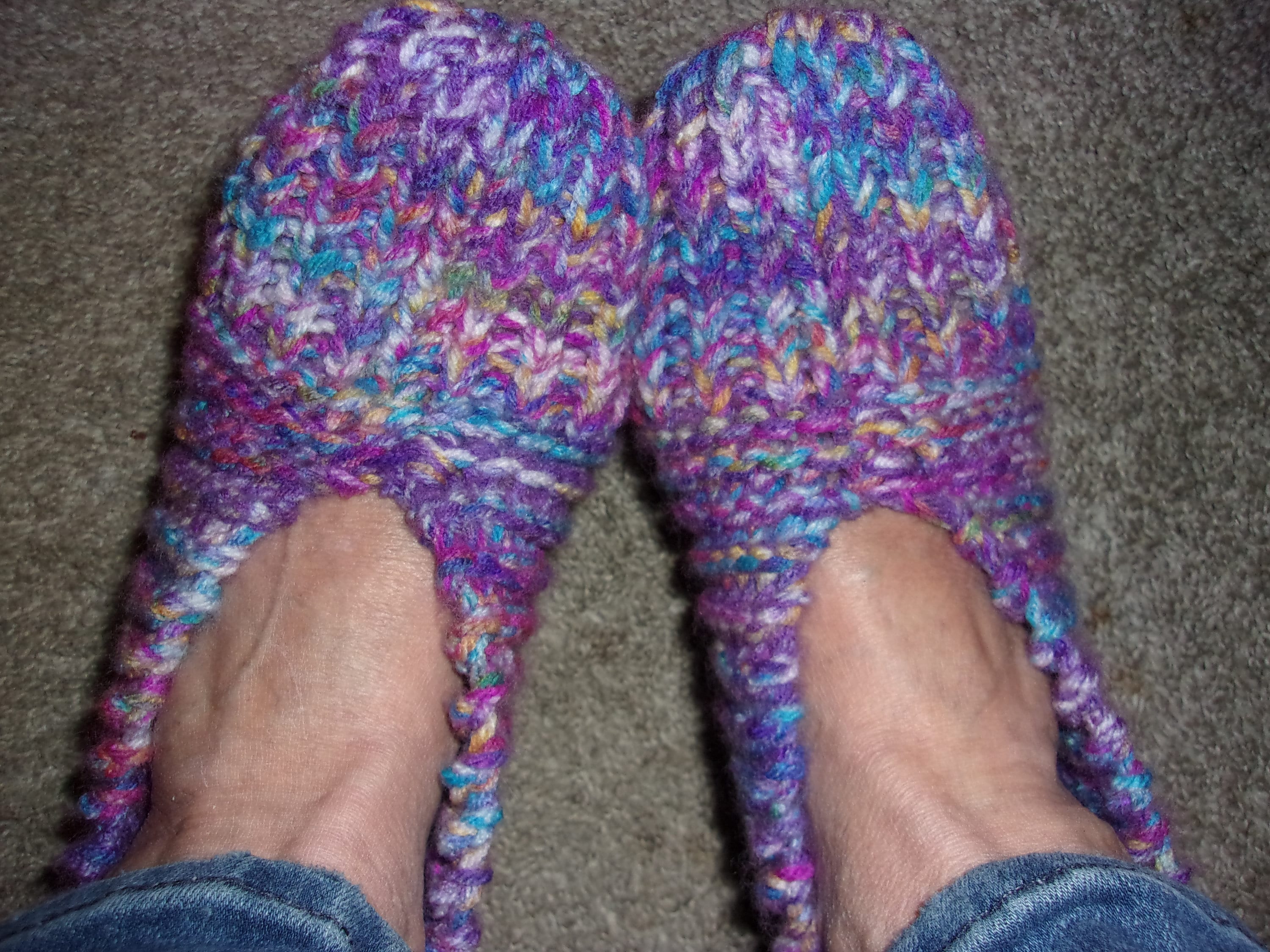 Women's Pretty Multi-colored Purple Knitted Slippers-size 9 - Etsy