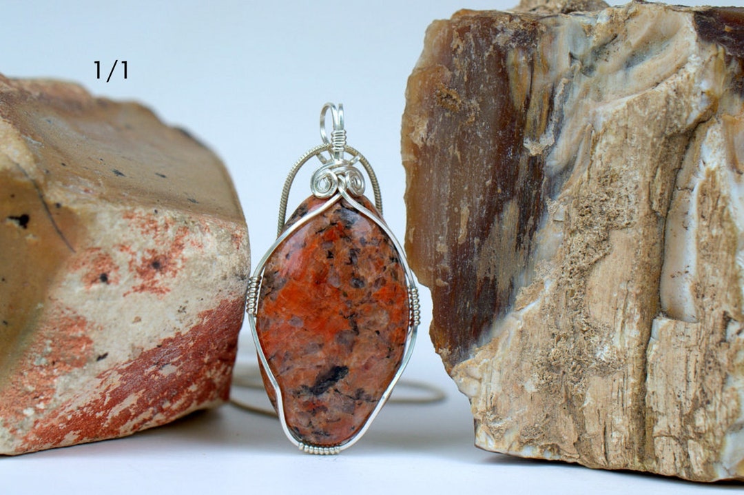 Red Stone Pendants, Quartz in Granite Necklaces - Etsy