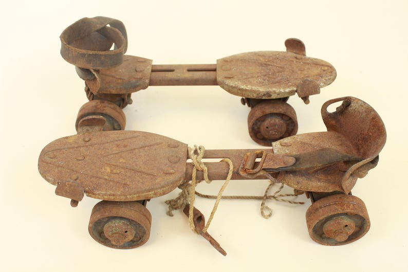 Vintage Rusty Roller Skates With Key, Metal Skates, Rusty Patina ...