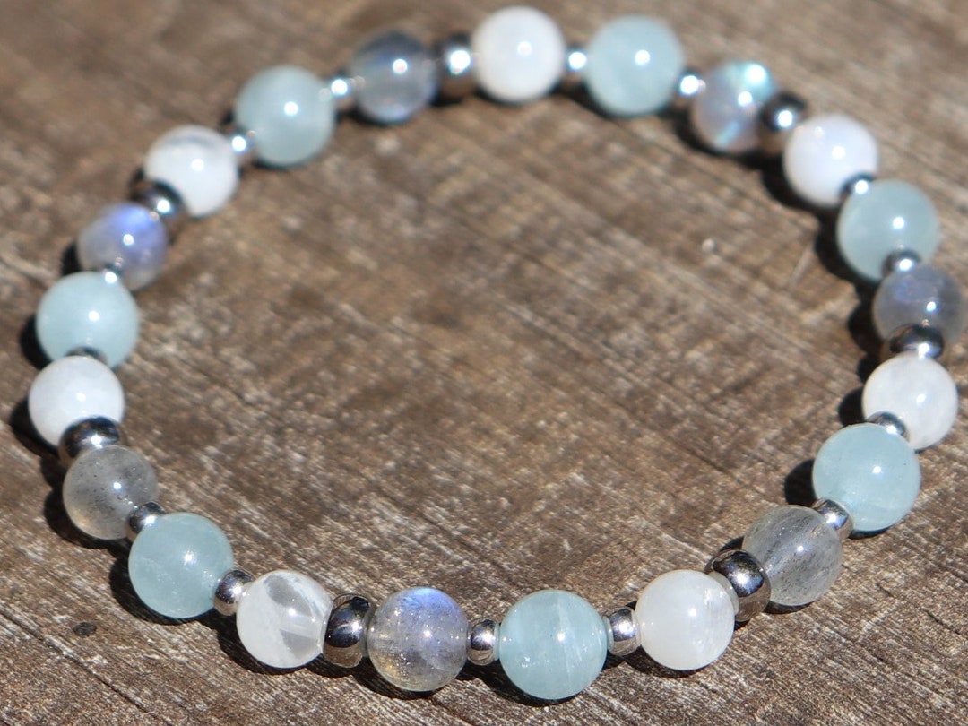 Women's SCORPIO POWER Healing Stone Bracelet or Anklet With Aquamarine ...