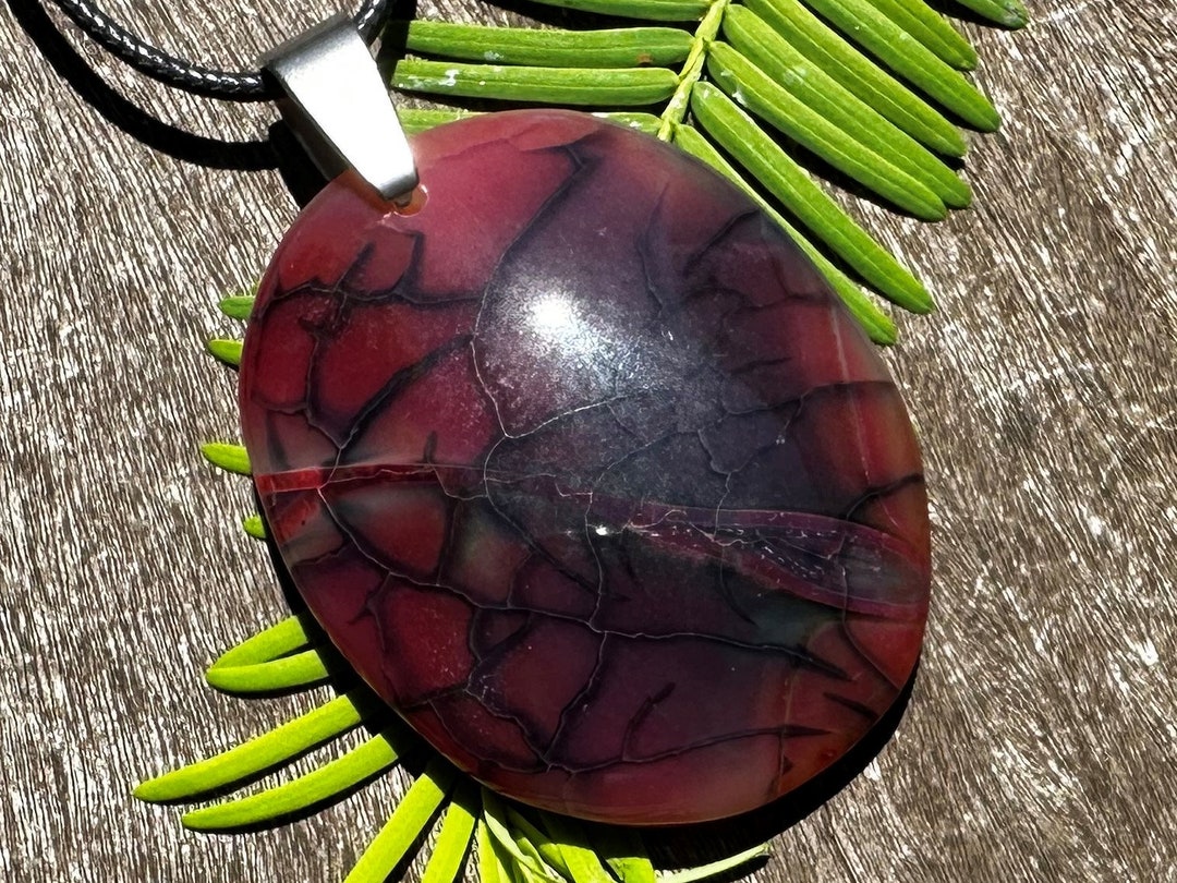 Dragons Vien Fire Agate, and Stainless Steel Healing Stone Necklace ...