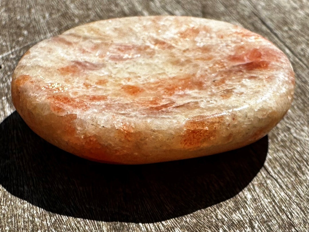 Sunstone Palm, Worry, Healing Stone With a Thumb Indent! - Etsy