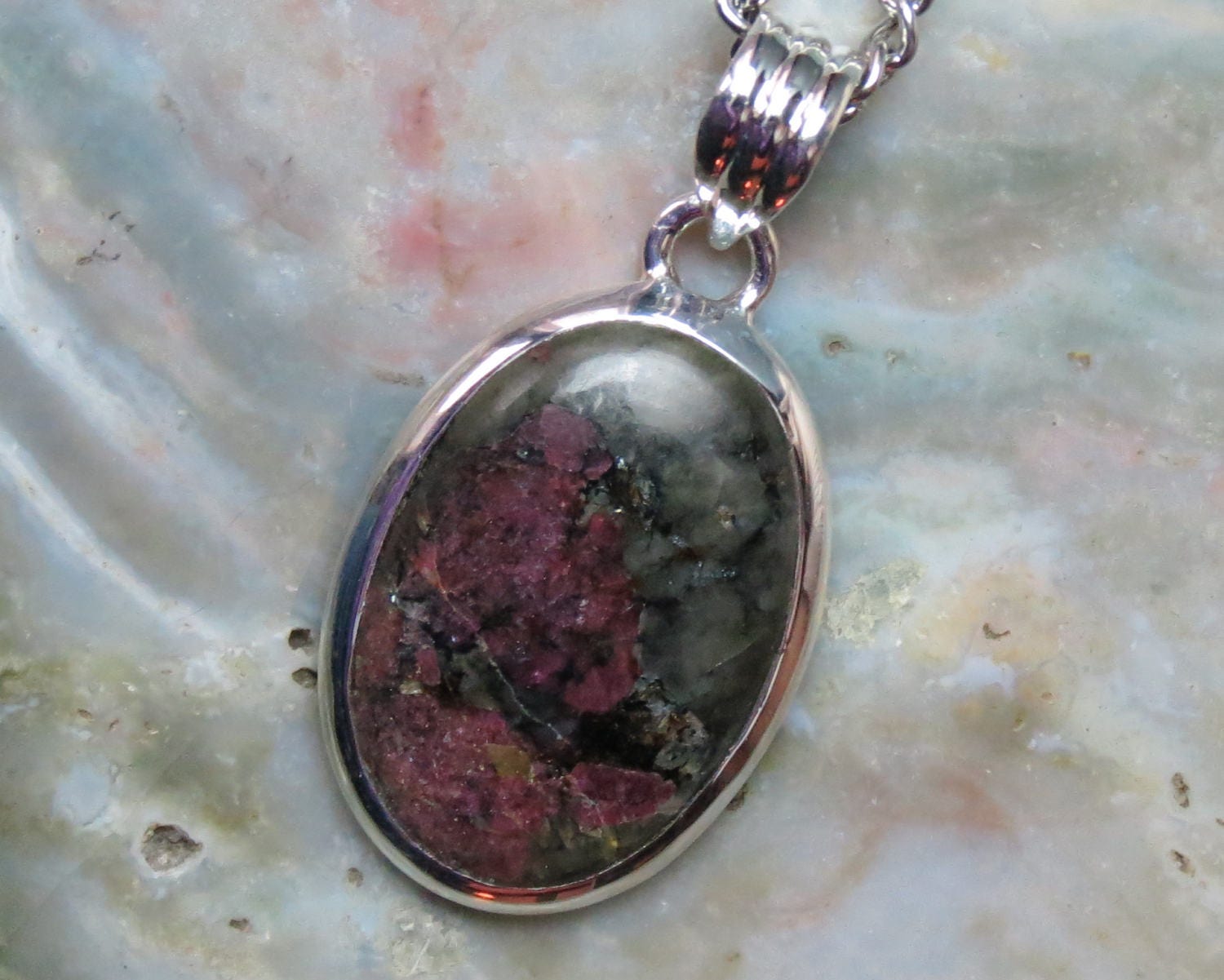 Eudialyte Healing Stone Necklace Set in 925 Silver | Etsy