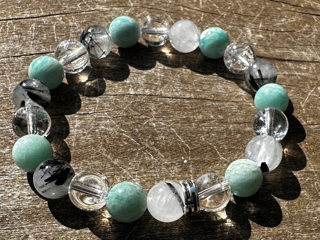 Unisex Positive Energy Bracelet or Anklet With Amazonite, Tourmalinated ...
