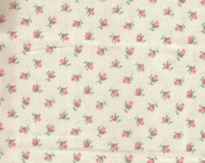 Sweet Pink Rosebud Print Cotton Fabric Remnant Piece / Oakhurst Fabrics ...