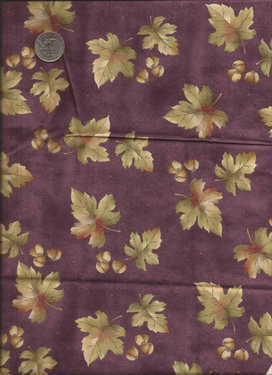 Plum Fall Leaf Print Cotton Fabric / Fat Quarter 18 Inch by 21 Inch - Etsy