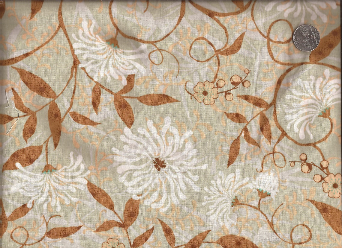 Tissu brun brun brun brun de coton d’impression florale / 1 cour - Etsy ...