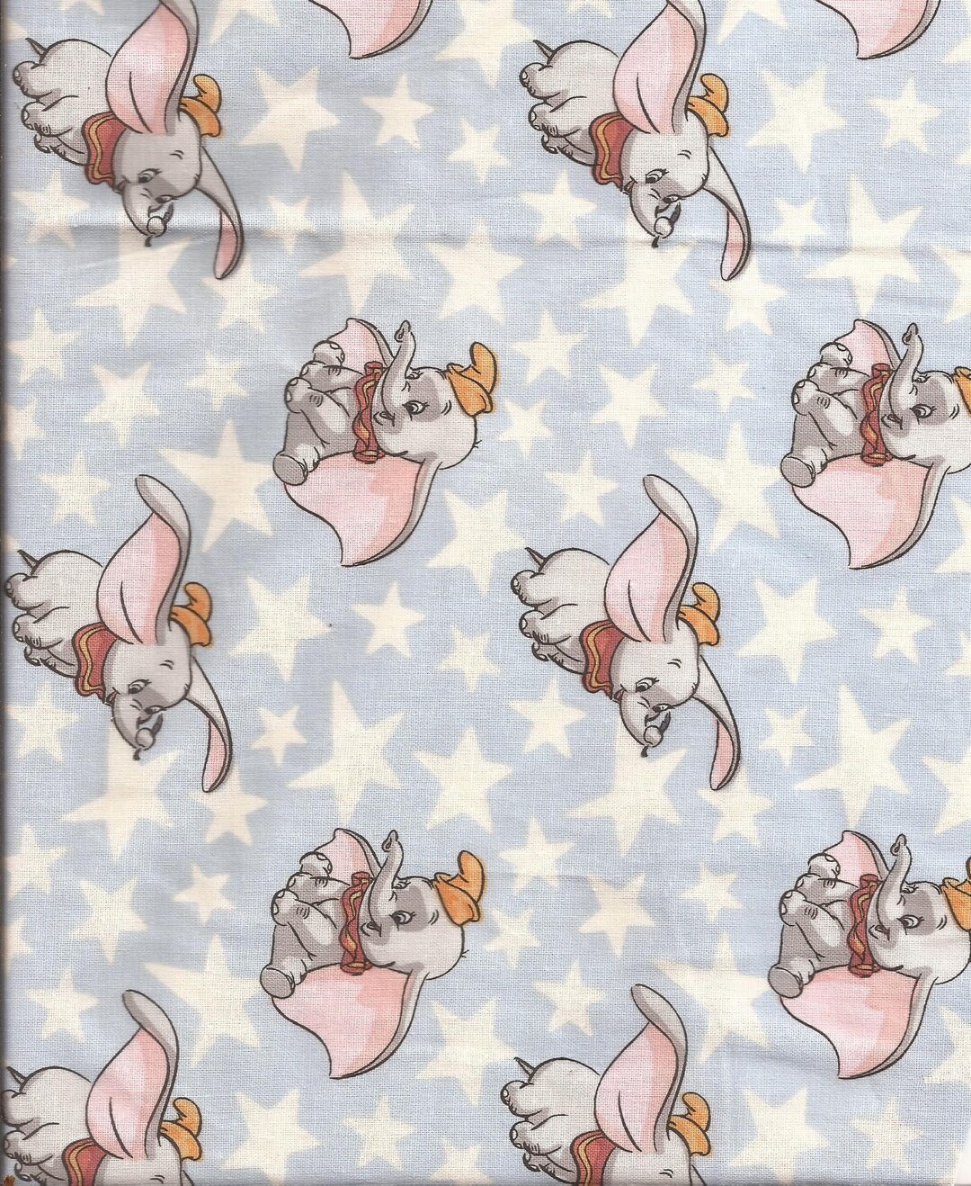 Blue Dumbo Disney Print Cotton Fabric Scrap Piece / Pre-washed / 20 ...