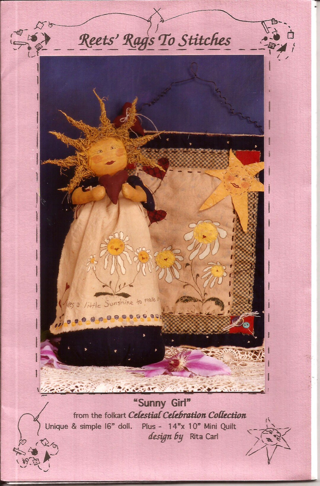 Sunny Girl Celestial Fabric Folk Art Doll Pattern / 16 Inches - Etsy