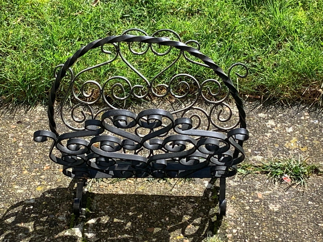 Black Wrought Iron Magazine Rack, Vintage Arabesque Patterns 1950/1960 ...