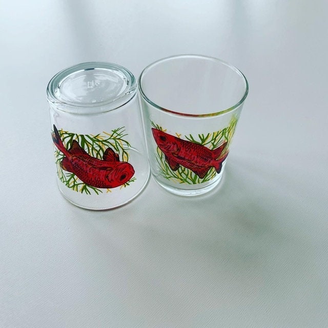 10 water glasses with goldfish motif stamped VMC and numbered | Etsy