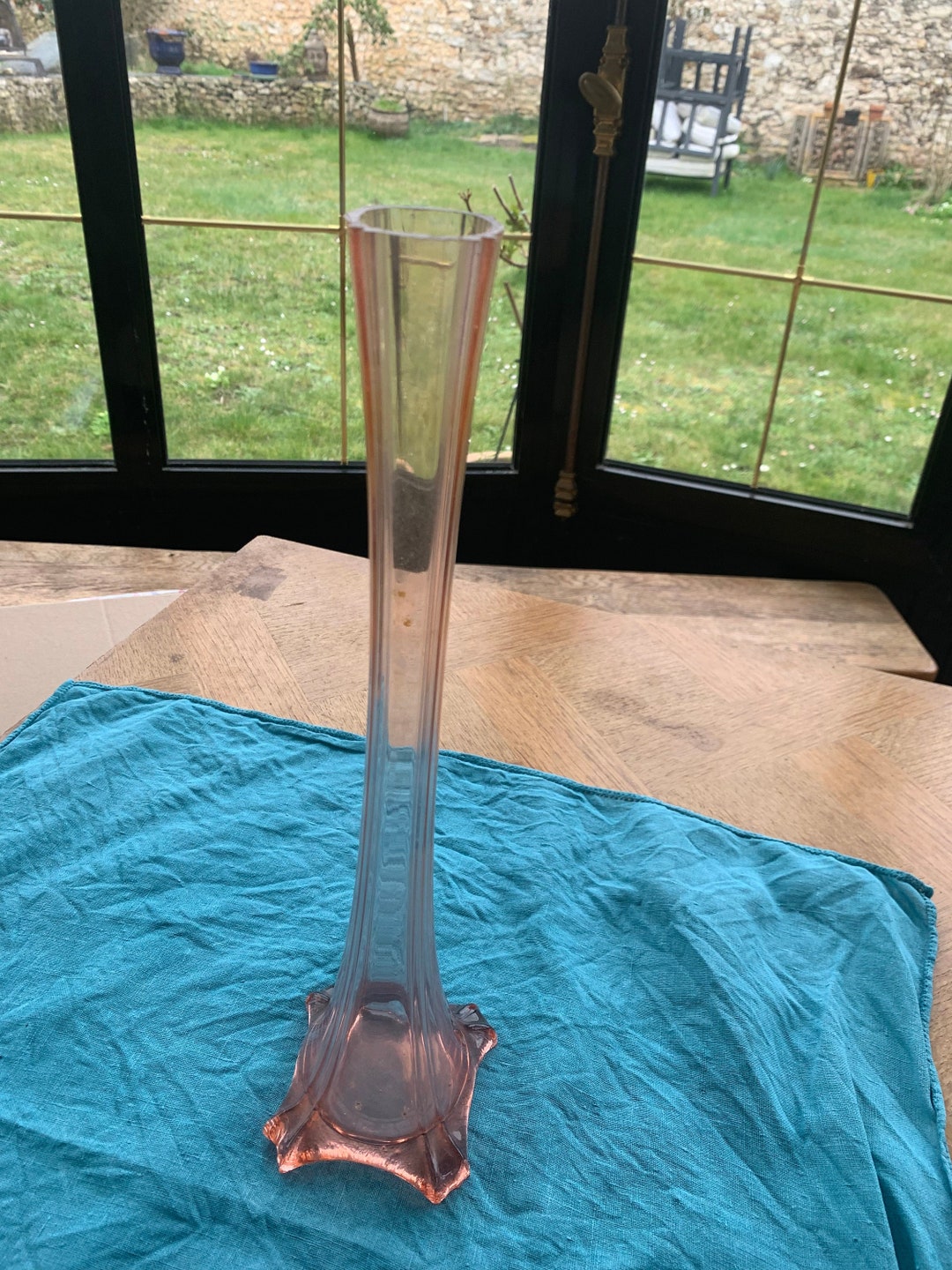 Magnifique vase soliflore rose, ancien art deco - Etsy France