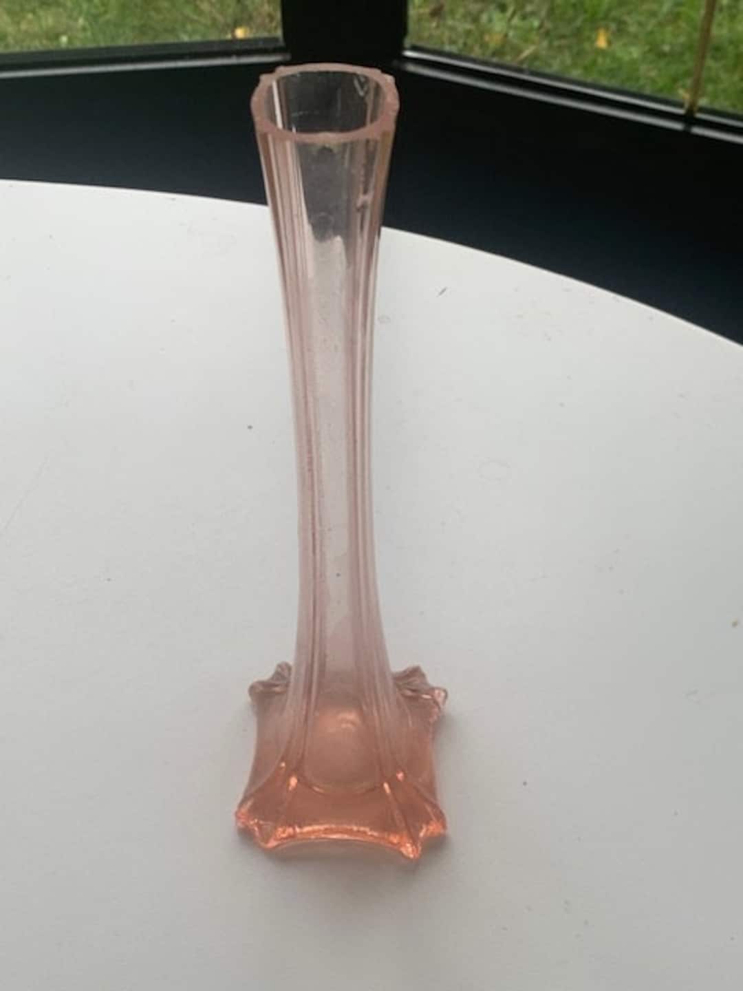 Soliflore Vase in Salmon Pink Glass With Old Art Deco Facets - Etsy