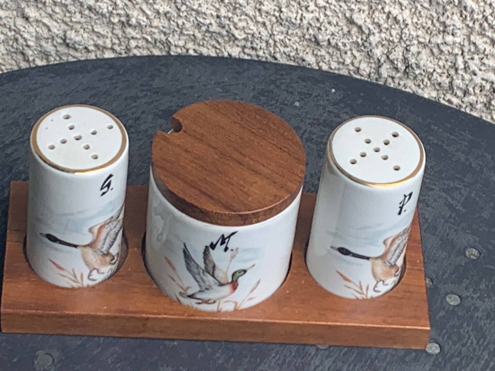 Servant Consists of Two Salt Cellars and a Porcelain Mustard Pot on a ...