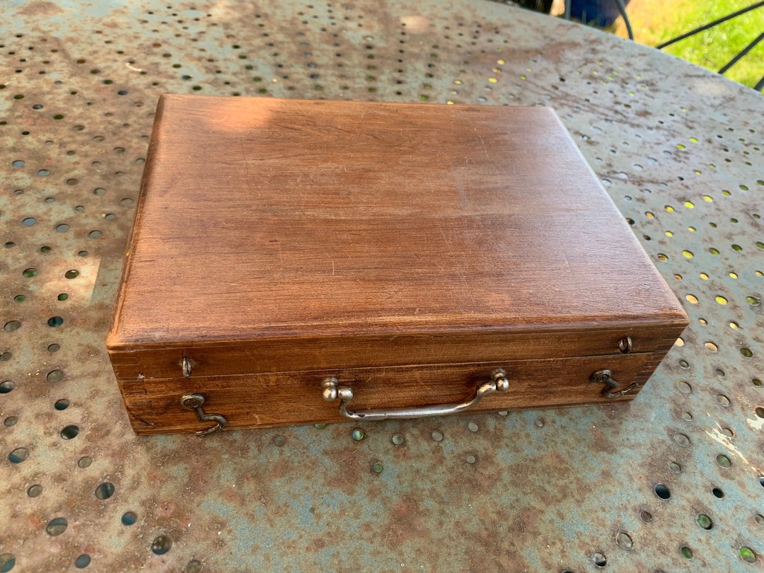 Old Wooden Drawing Box, Delivered With Its Pen Holder Utensils, Lead ...