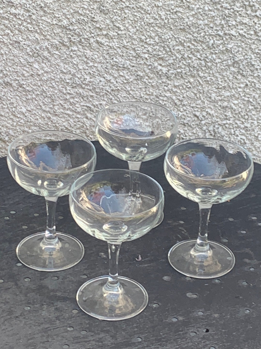 4 Champagne Glasses in Transparent Glass With a Pattern of - Etsy