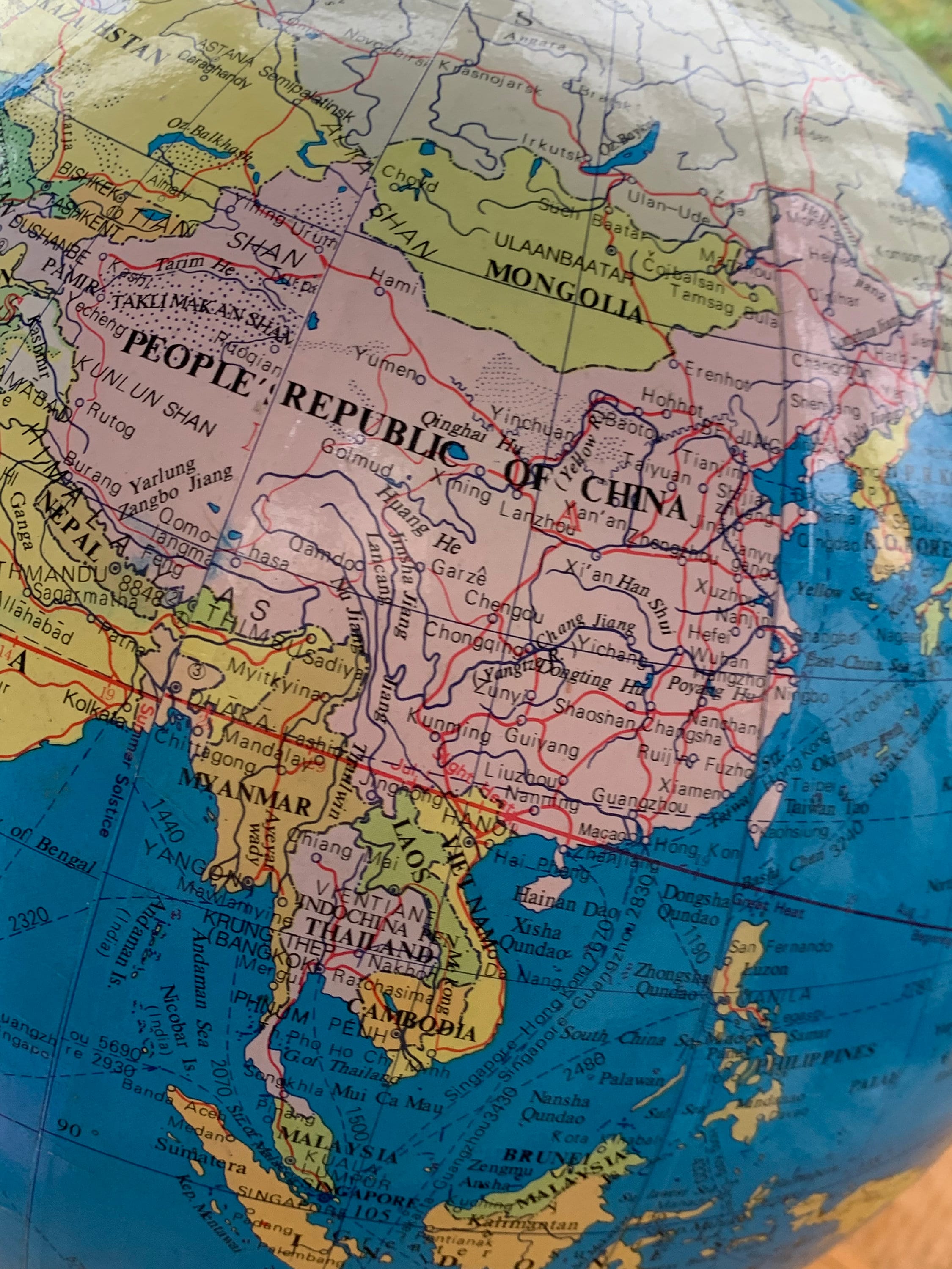 Large World Map Terrestrial Globe Sinomaps Press Vintage | Etsy
