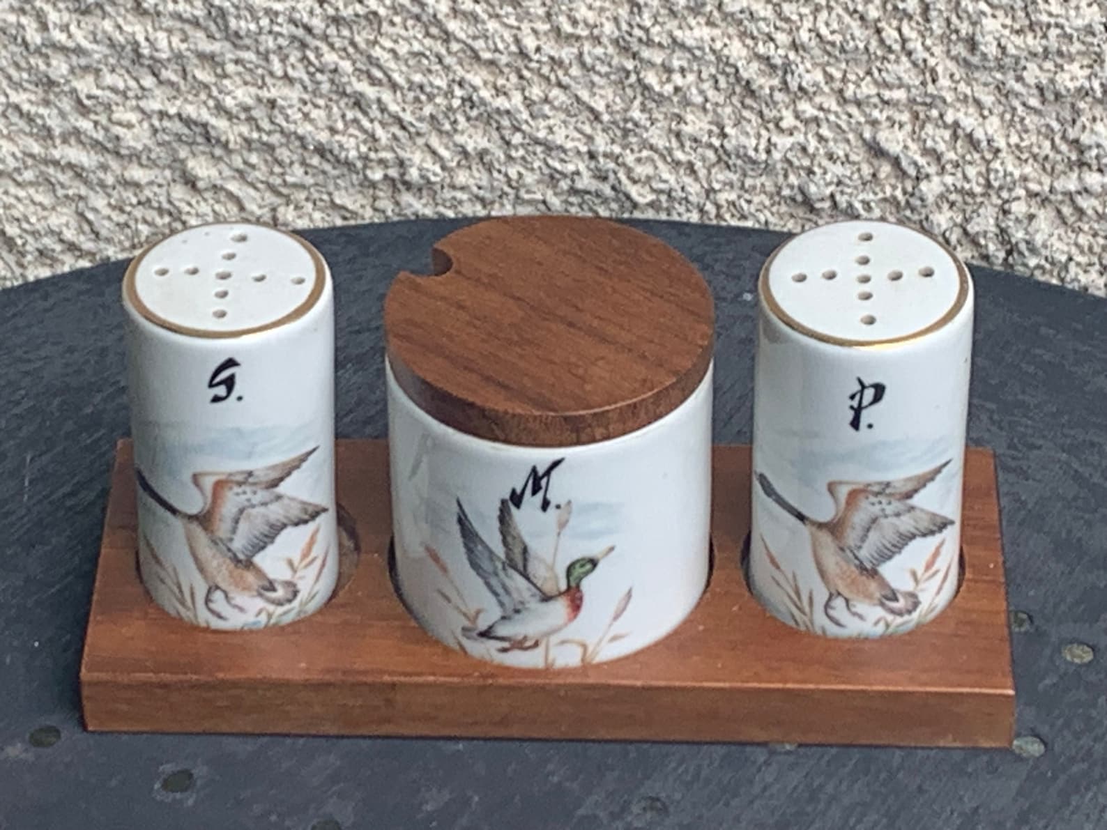 Servant Consists of Two Salt Cellars and a Porcelain Mustard Pot on a ...