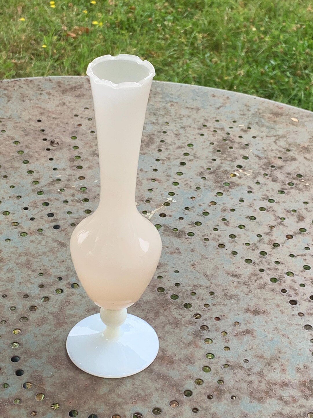 Soliflore Vase in Pink Opaline and White Base Vintage and Design - Etsy