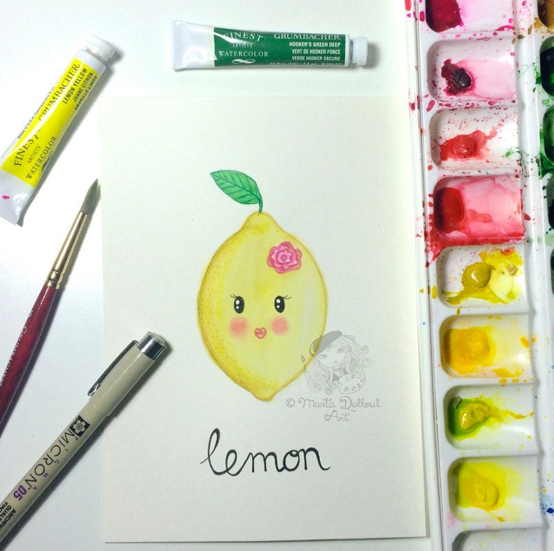 Lemon Art Print. Fruit Nursery Art. Girls Room Decor. Kitchen | Etsy