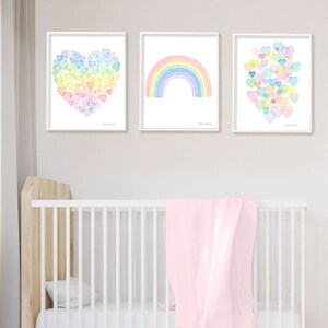Pastel Rainbow Heart Art Print. Rainbow Nursery Decor. Nursery Ombre ...