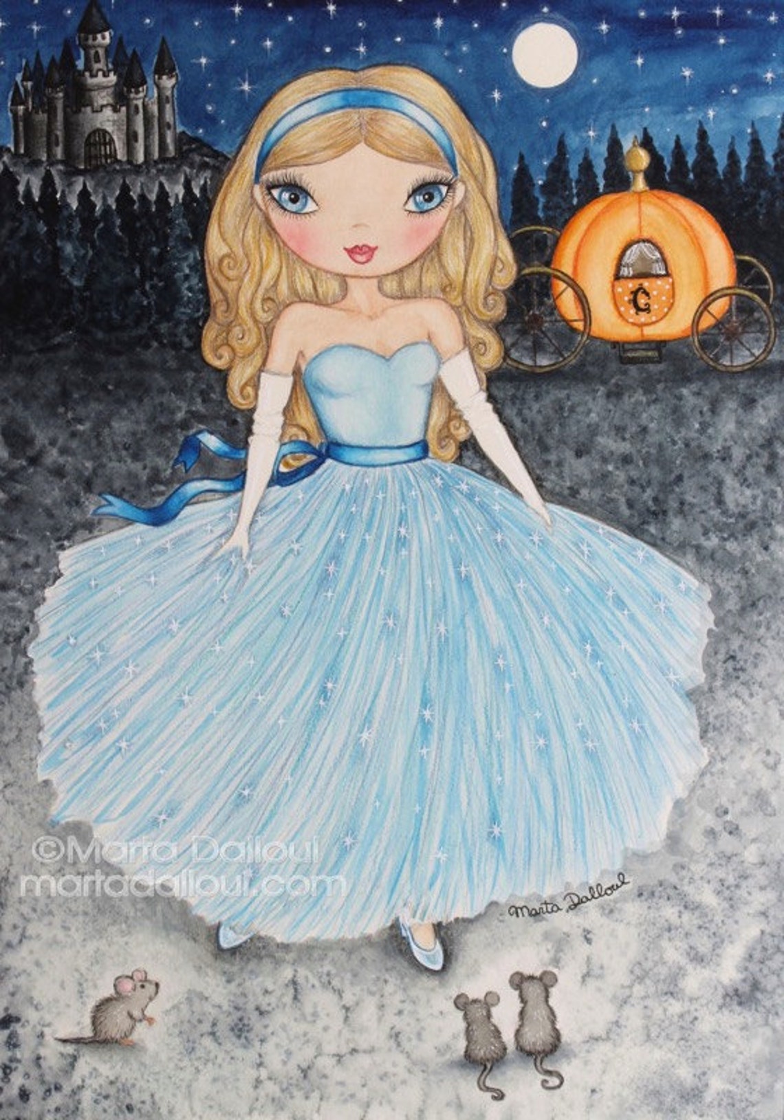 Cinderella Art Print Princess Art Print Girls Room Art | Etsy
