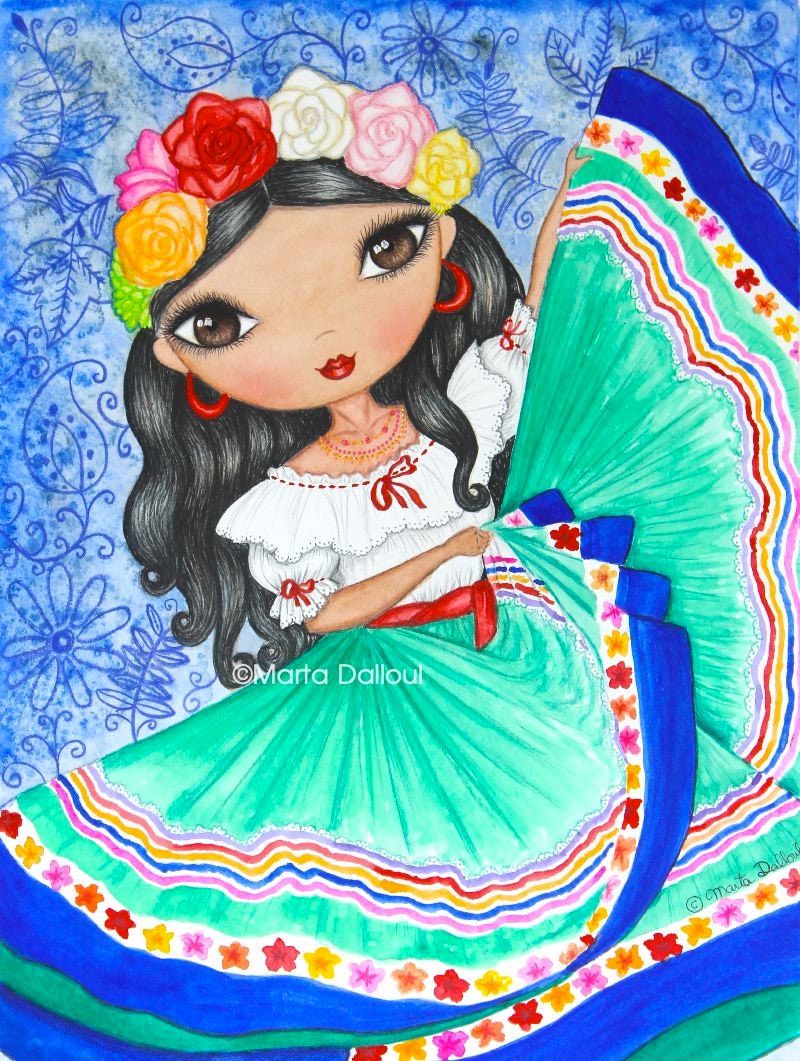 Mexican Lady Dancing Cartoon