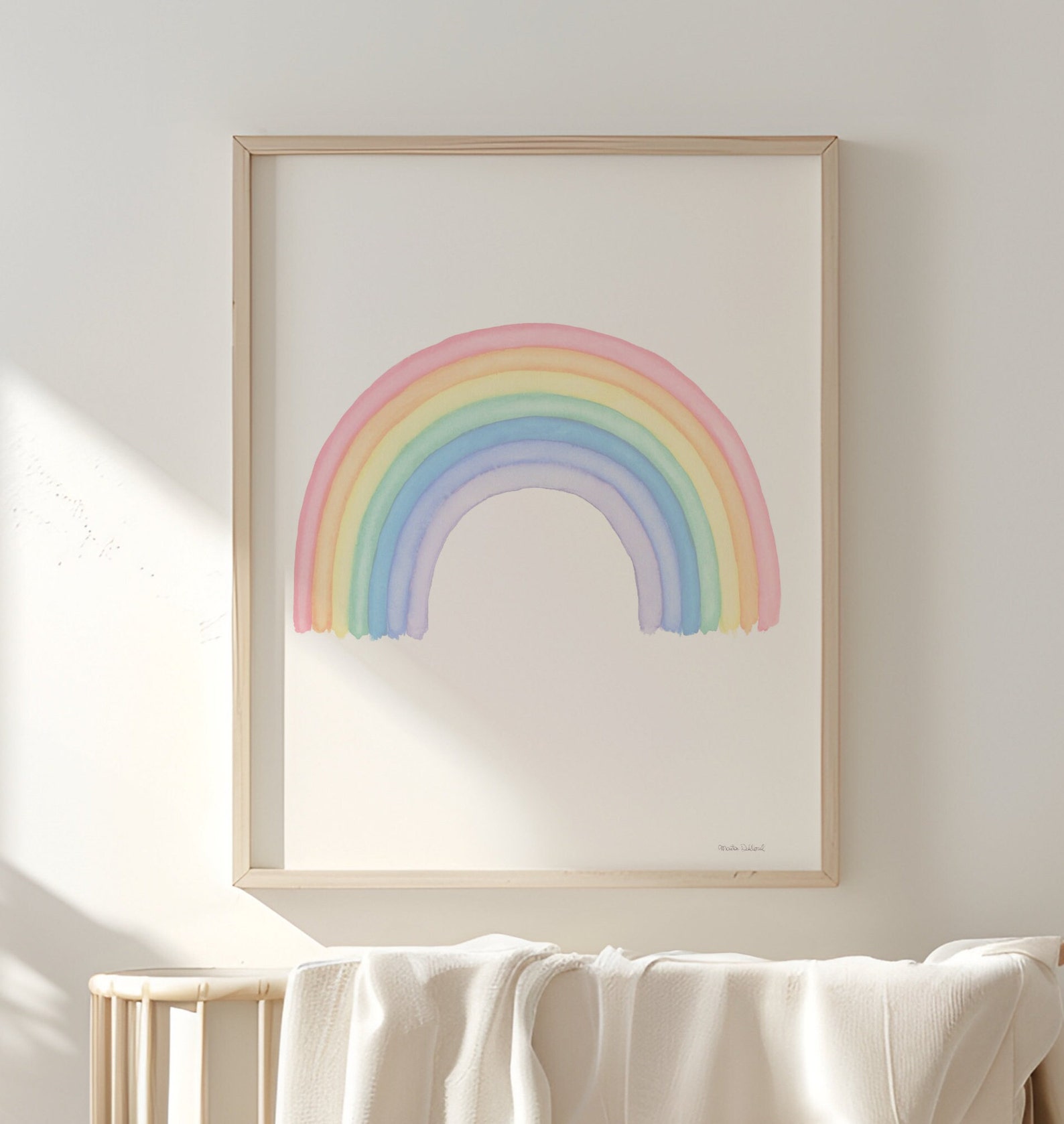 Pastel Rainbow Watercolor Print, Personalized Nursery Art - Etsy