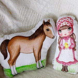 Animal Pillow. Horse Pillow. Farm Nursery Decor. Organic Cotton Baby ...