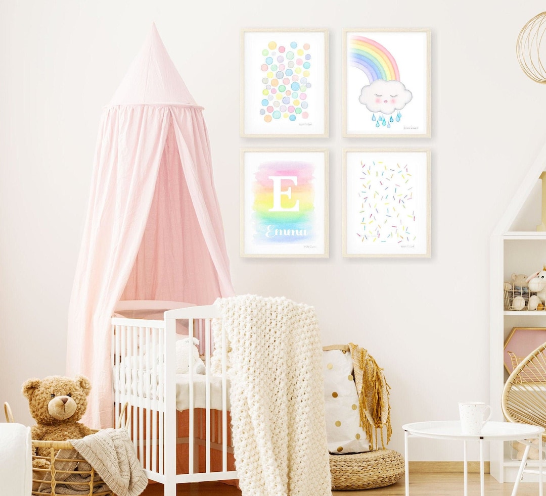 Pastel Rainbow Decor. Rainbow Art Print. Nursery Wall Art. Nursery Name ...