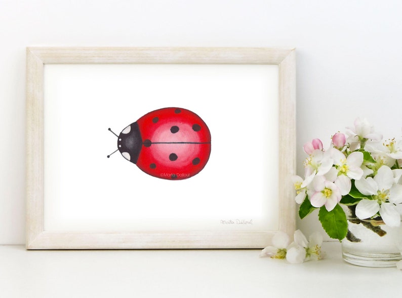 Ladybug Art Print. Garden Nursery. Ladybug Watercolor - Etsy