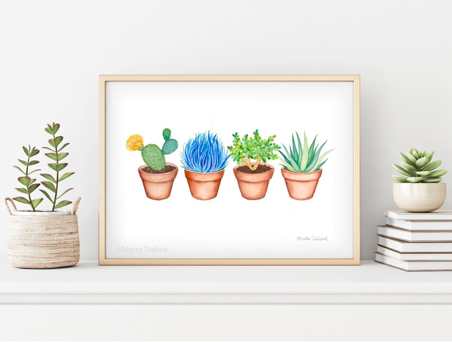 Wall Décor Home Décor Succulent Gift Succulent Drawing Watercolor ...