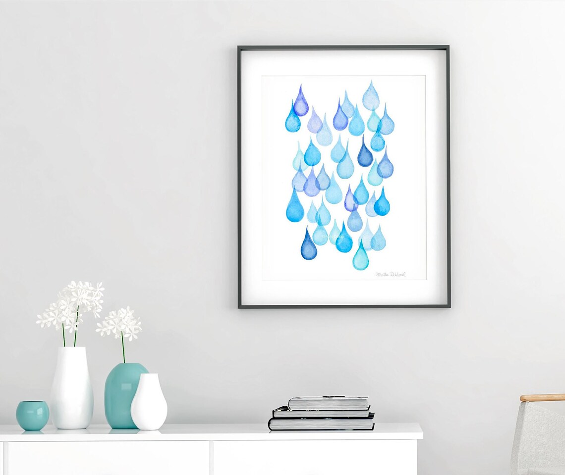 Watercolor Blue Bubbles Painting Set. Abstract Wall Art. | Etsy