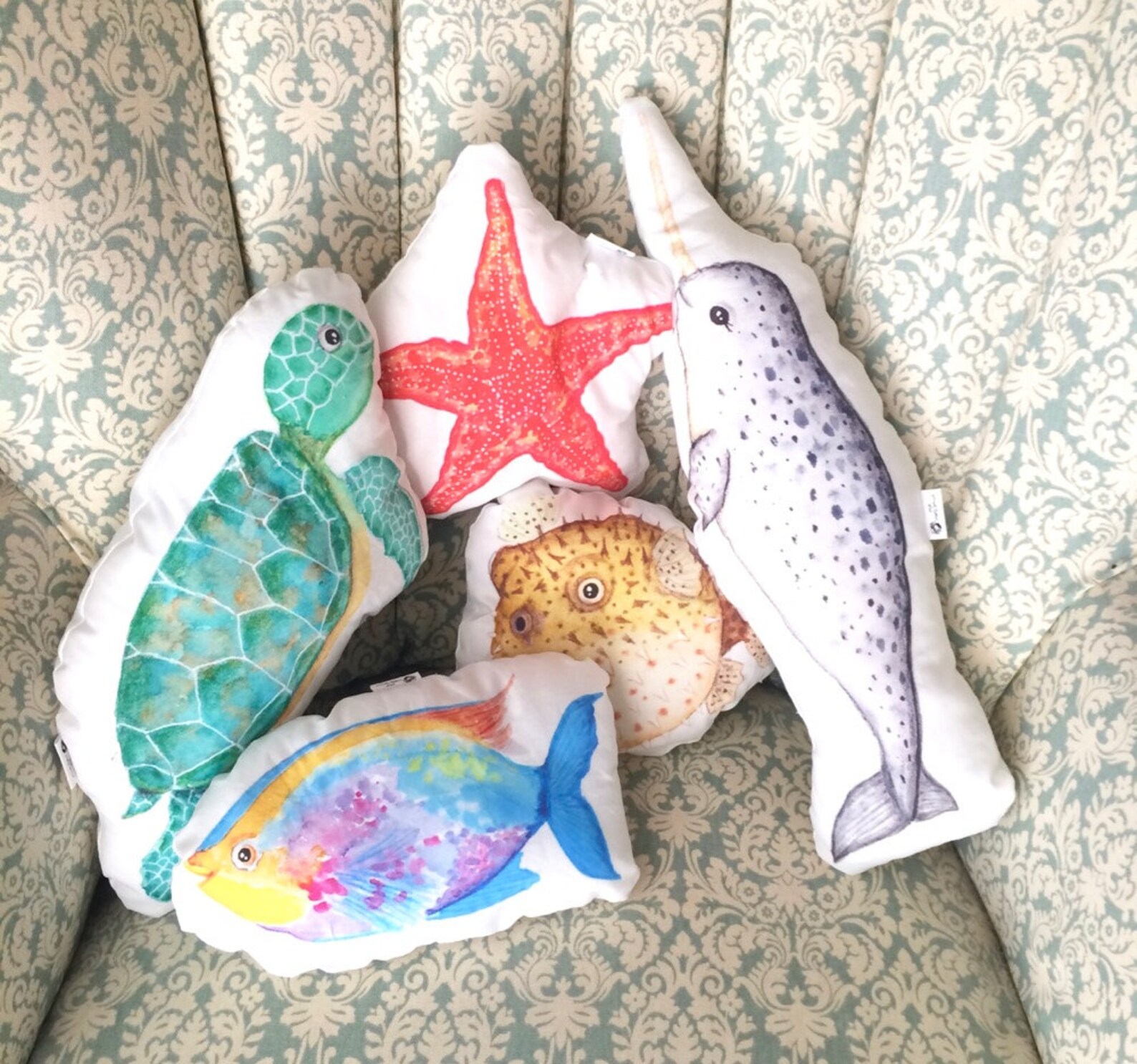 Fish Pillow. Under the Sea Nursery Pillow. Nautical Nursery - Etsy