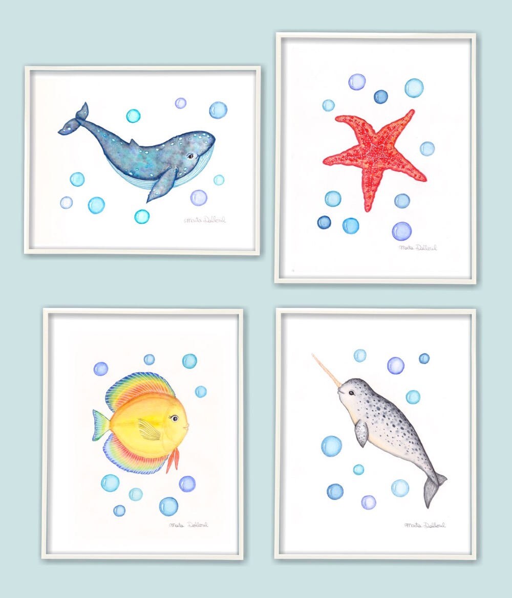 Under the Sea Nursery Art Set. Ocean Nautical Watercolor | Etsy
