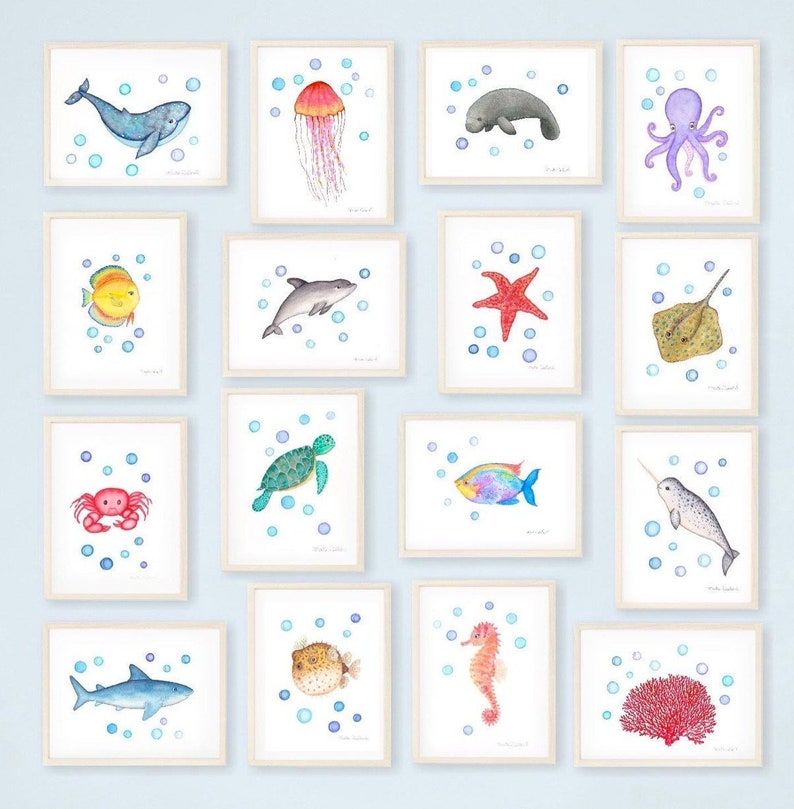 Seahorse Watercolor Art Print. Under the Sea Nursery Art Decor ...