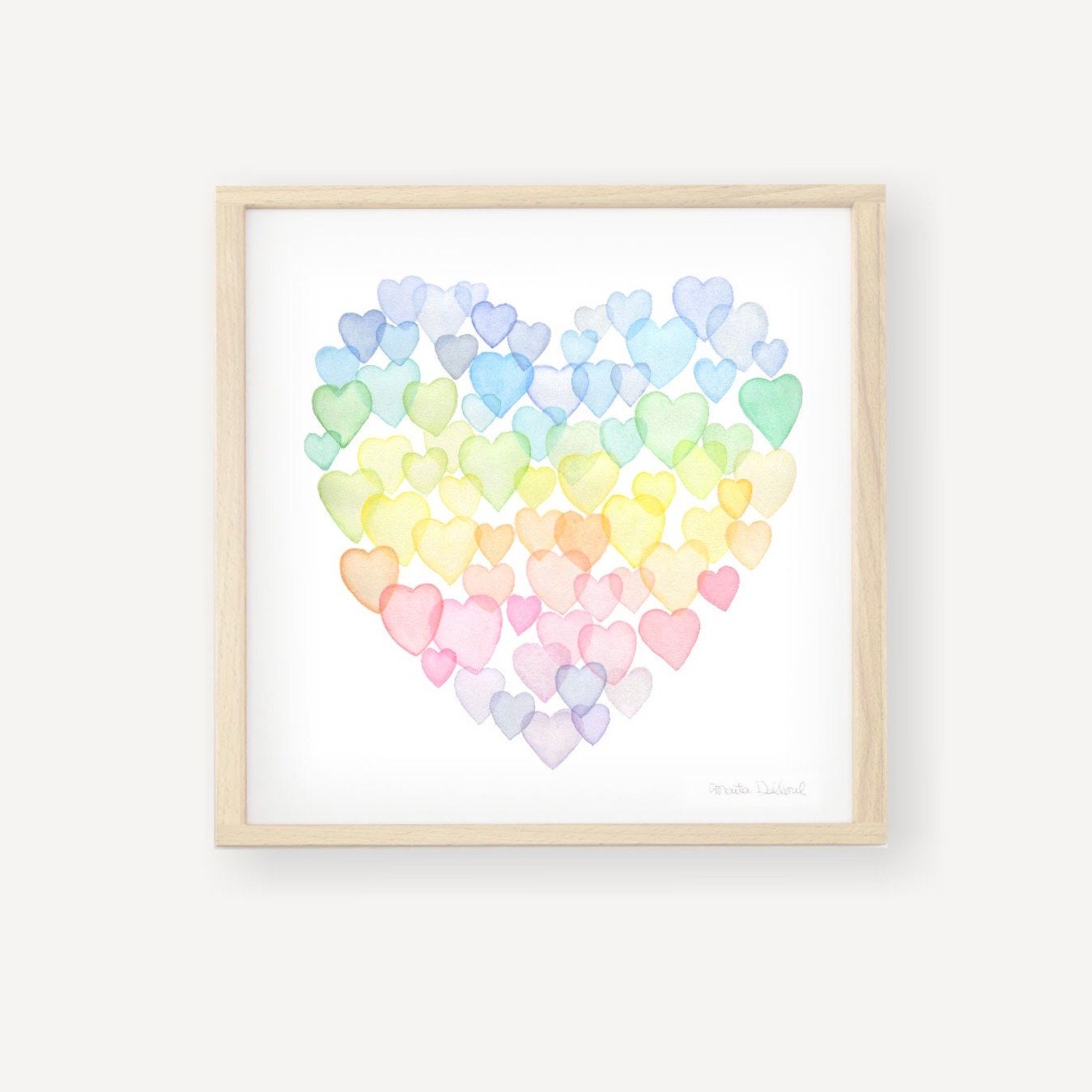 Pastel rainbow art set. Heart art print. Rainbow nursery | Etsy