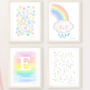 Pastel Rainbow Decor. Rainbow Art Print. Nursery Wall Art. Nursery Name ...